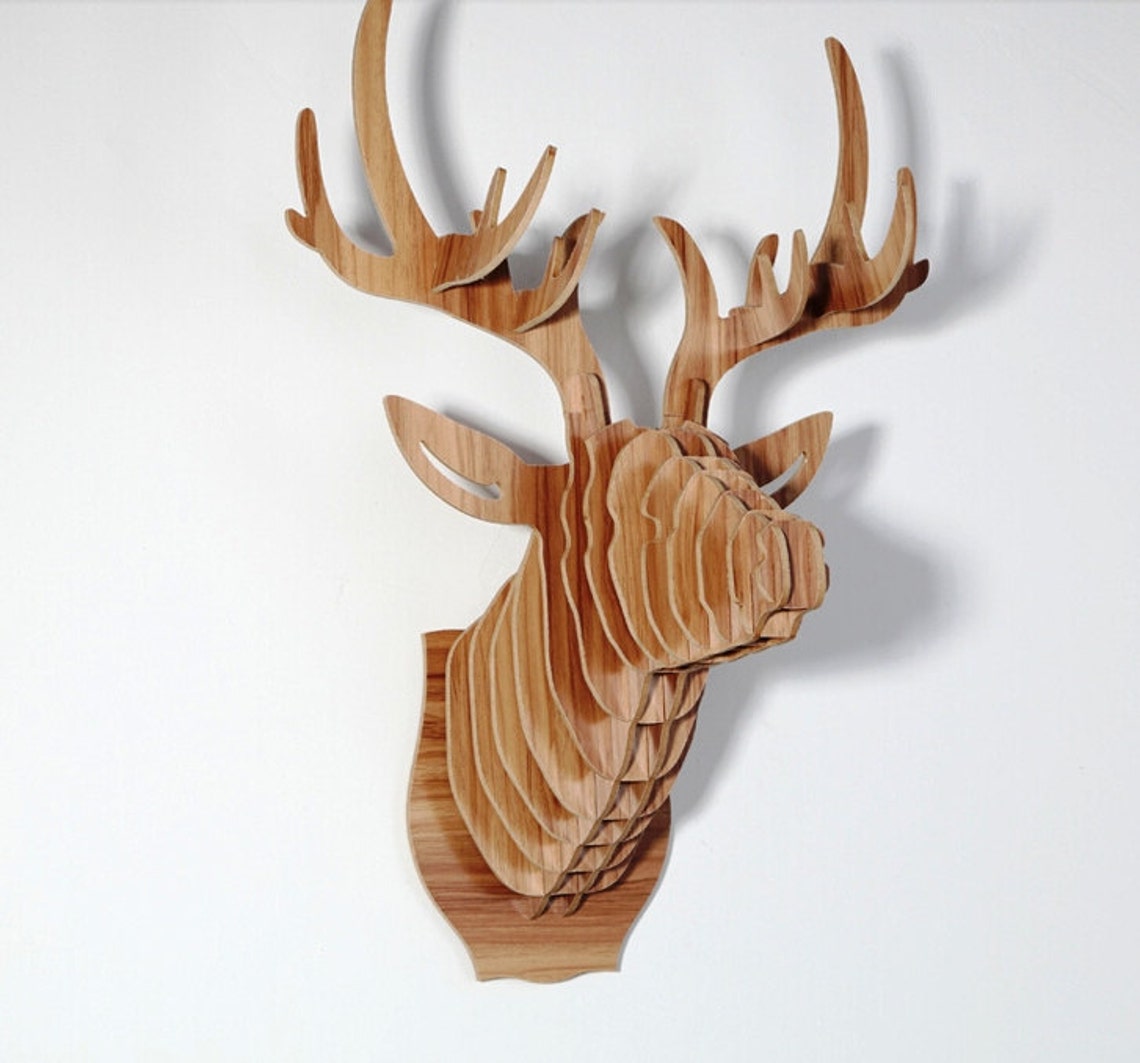Big Deer Head Cardboard Animal Head 3D Puzzle Animal Head MDF - Etsy