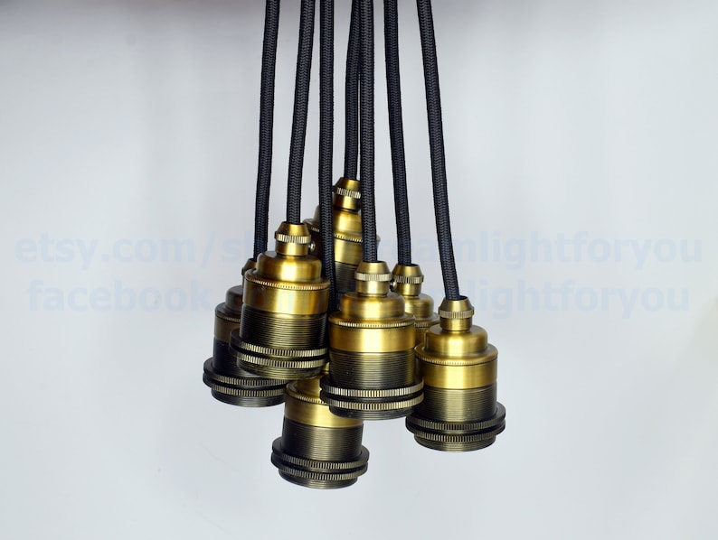 Black Threaded Light Bulb Socket Shade Ready E26 Socket Brass Lamp ...