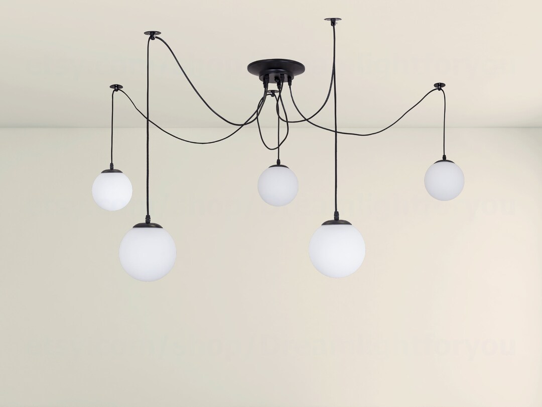 Spider Lights 5 Globe Spider Chandelier Globe Pendant Light Frosted ...