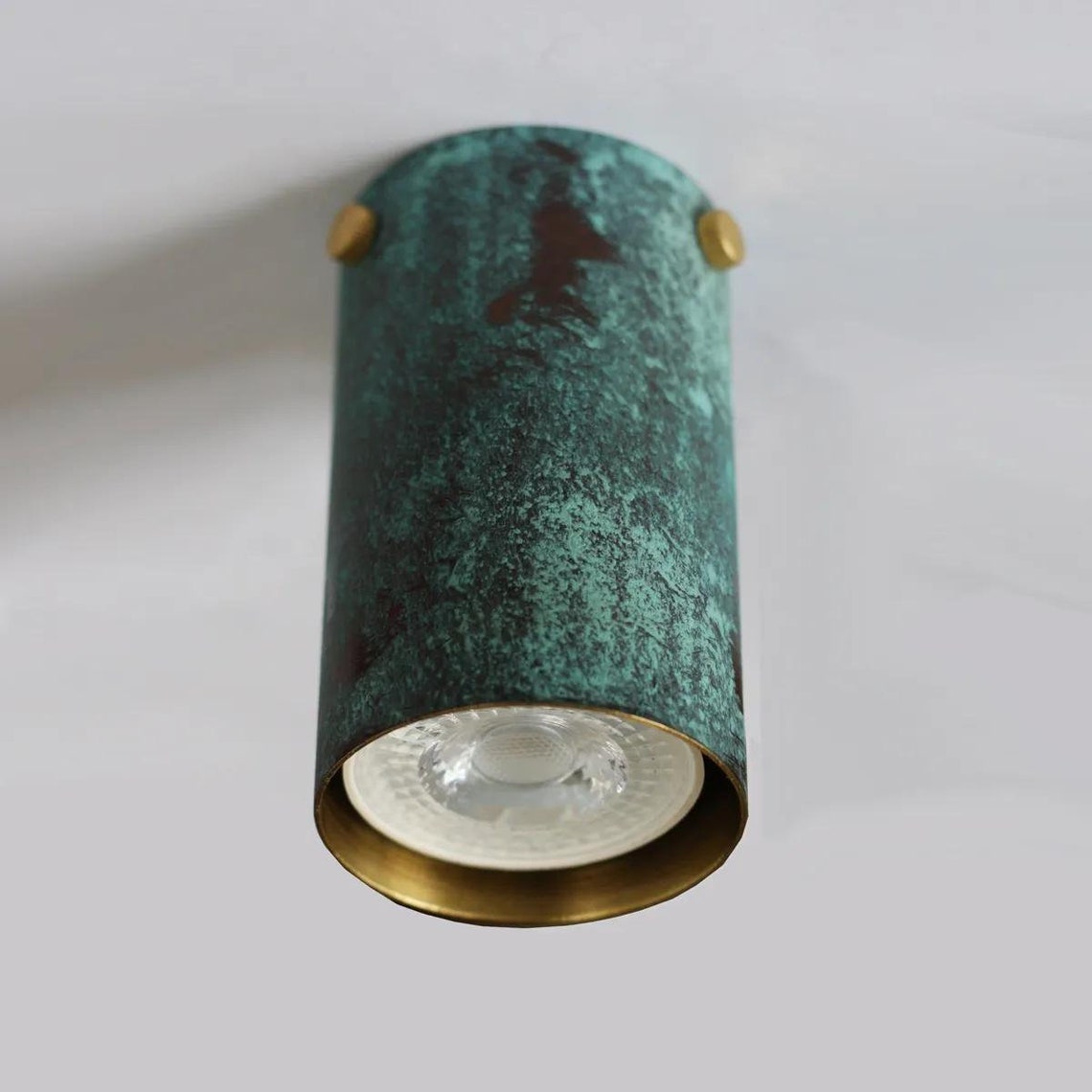 Flush Mount Pipe Ceiling Light Fixture Downlight Brass Patina | Etsy