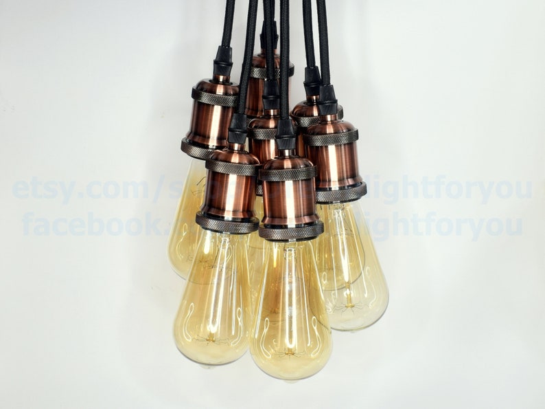 Exposed Bulbs Cluster Pendant Light Bare Bulb Pendants Cluster - Etsy