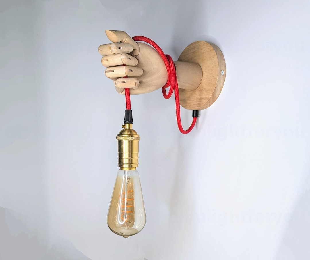 Wooden Hand Wall Sconce Light Quaint Wall Light Original Lighting ...