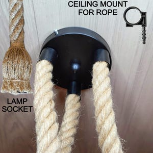 Thick Rope Pendant Chandelier Hemp Rope Light Multi Arm Rope Pendant ...