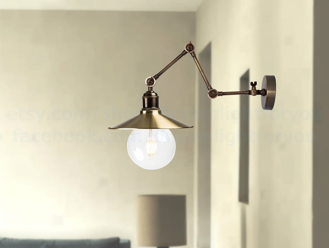 Swing Arm Sconce Golden Brass Adjustable Sconce Swivel Arm - Etsy