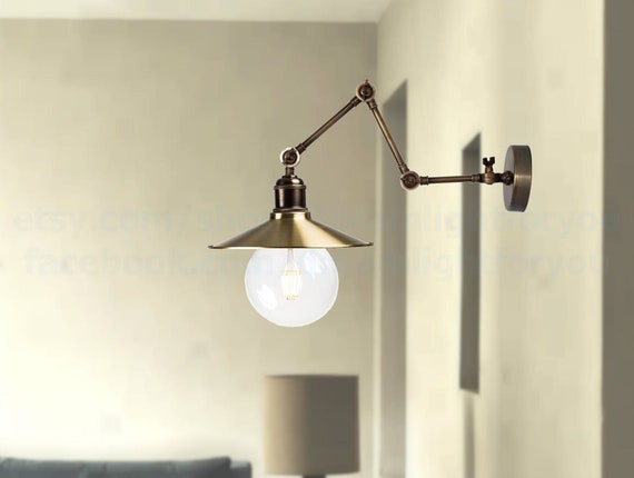 Swing Arm Sconce Golden Brass Adjustable Sconce Swivel Arm - Etsy
