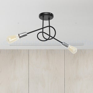 Black Copper Triple Ceiling Light Fixture Triple Light Semi Flush ...