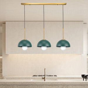 Navy Blue Dome Linear 3 Way Pendant Lamp for Kitchen Island 3 Light ...