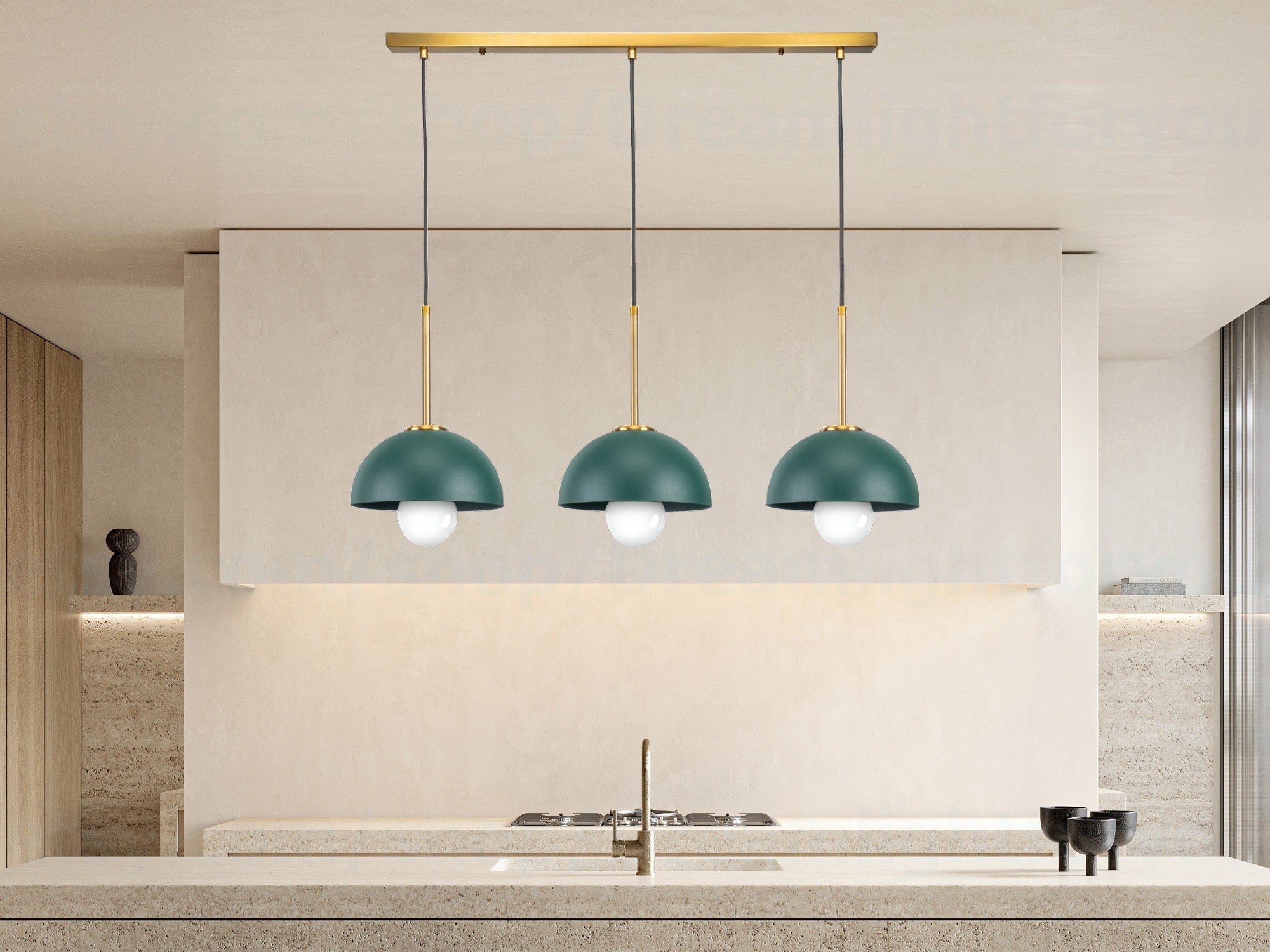 Black Dome Linear 3 Way Pendant Light for Kitchen Island 3 - Etsy