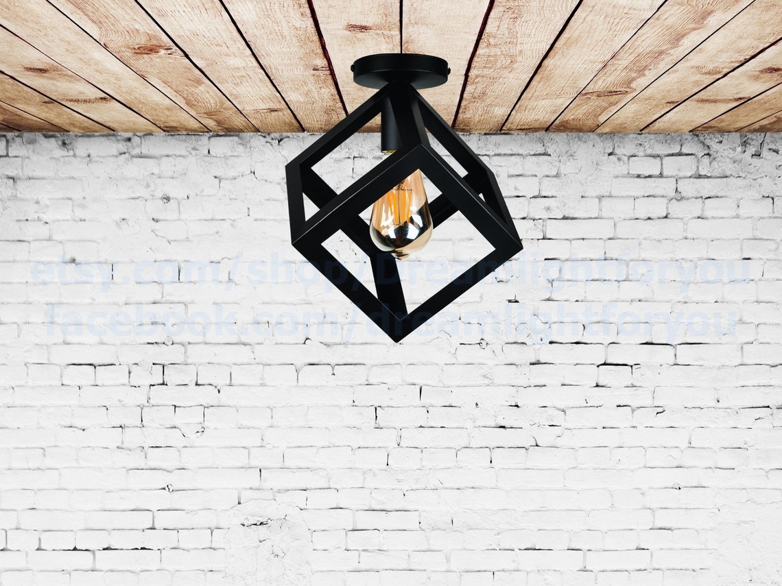 White Cube ceiling light fixture Flush Mount Lighting Pendant | Etsy