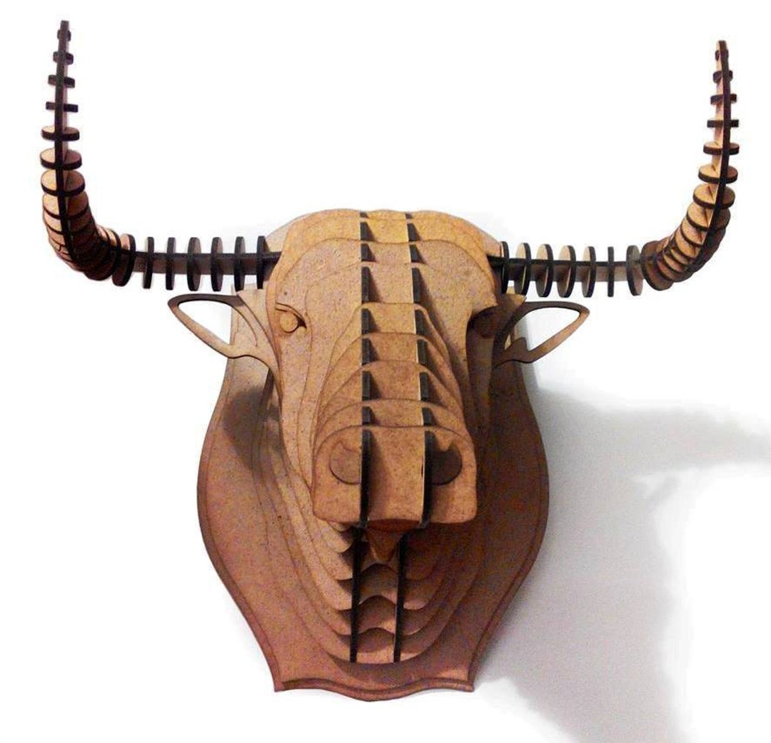 Wooden Bull Head Cardboard Animal Head Toros Head 3D Puzzle Animal Head ...