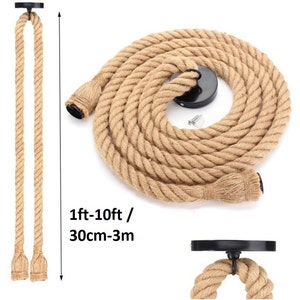Double Head Jute Rope Pendant Light Manila Rope Lamp Hemp Rope 2 Lights ...