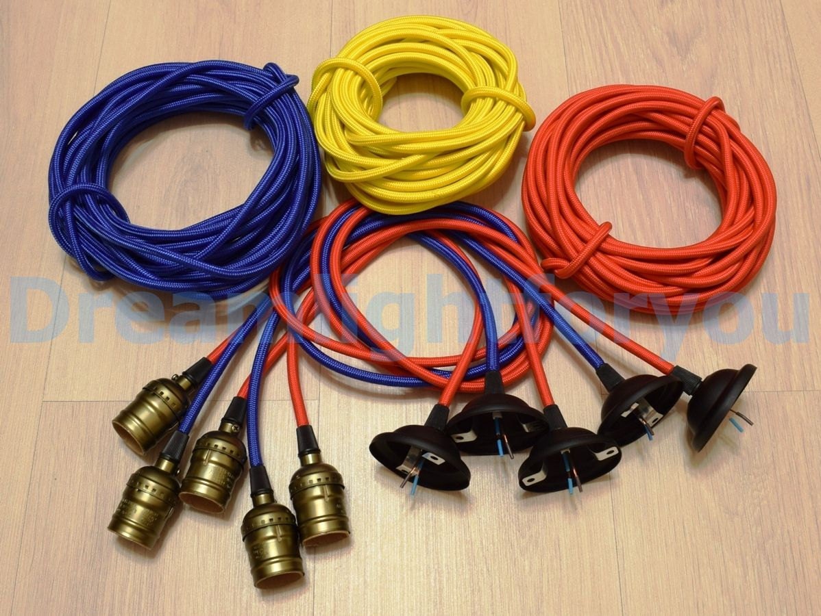 Textile Cable 1-100 Feet Lamp Cord Fabric Covered Cord Cloth Lamp Wire ...
