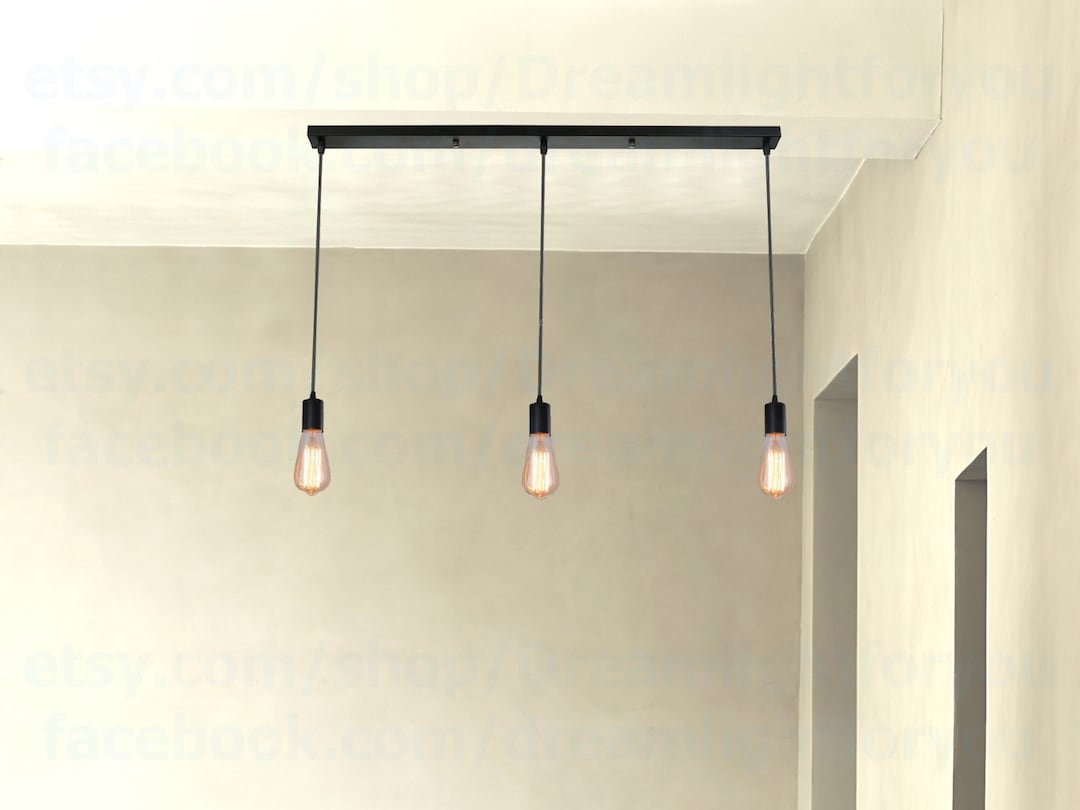 Three Light Ceiling Bar Light 3 Light Linear Ceiling Pendant 3 Bulb ...