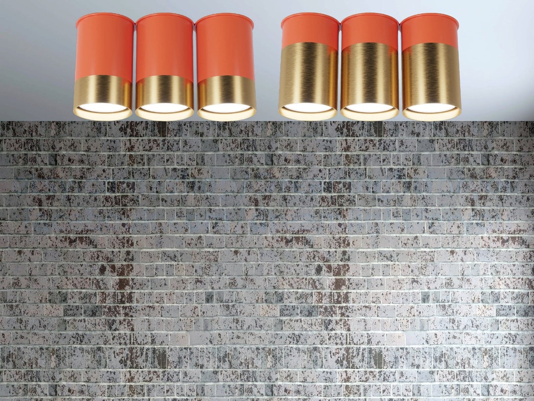 Coral Color Ceiling Mount Spot Light Triple Pipe Brass Ceiling Light ...