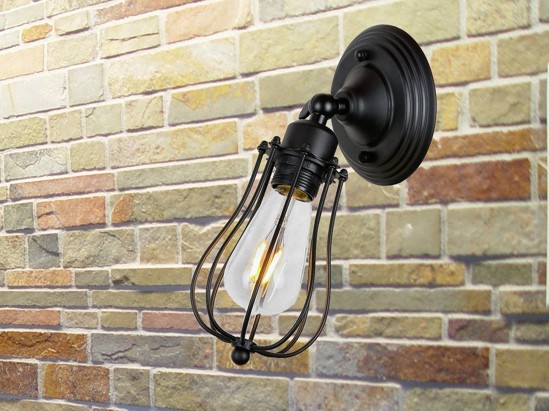 Industrial Lighting Cage Sconce Industrial Wall Light Hallway Sconce ...