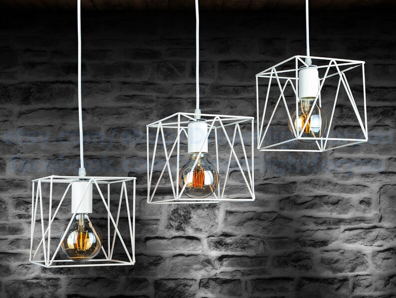 Three Light Linear Cluster Lighting Caged Pendant Lighting - Etsy