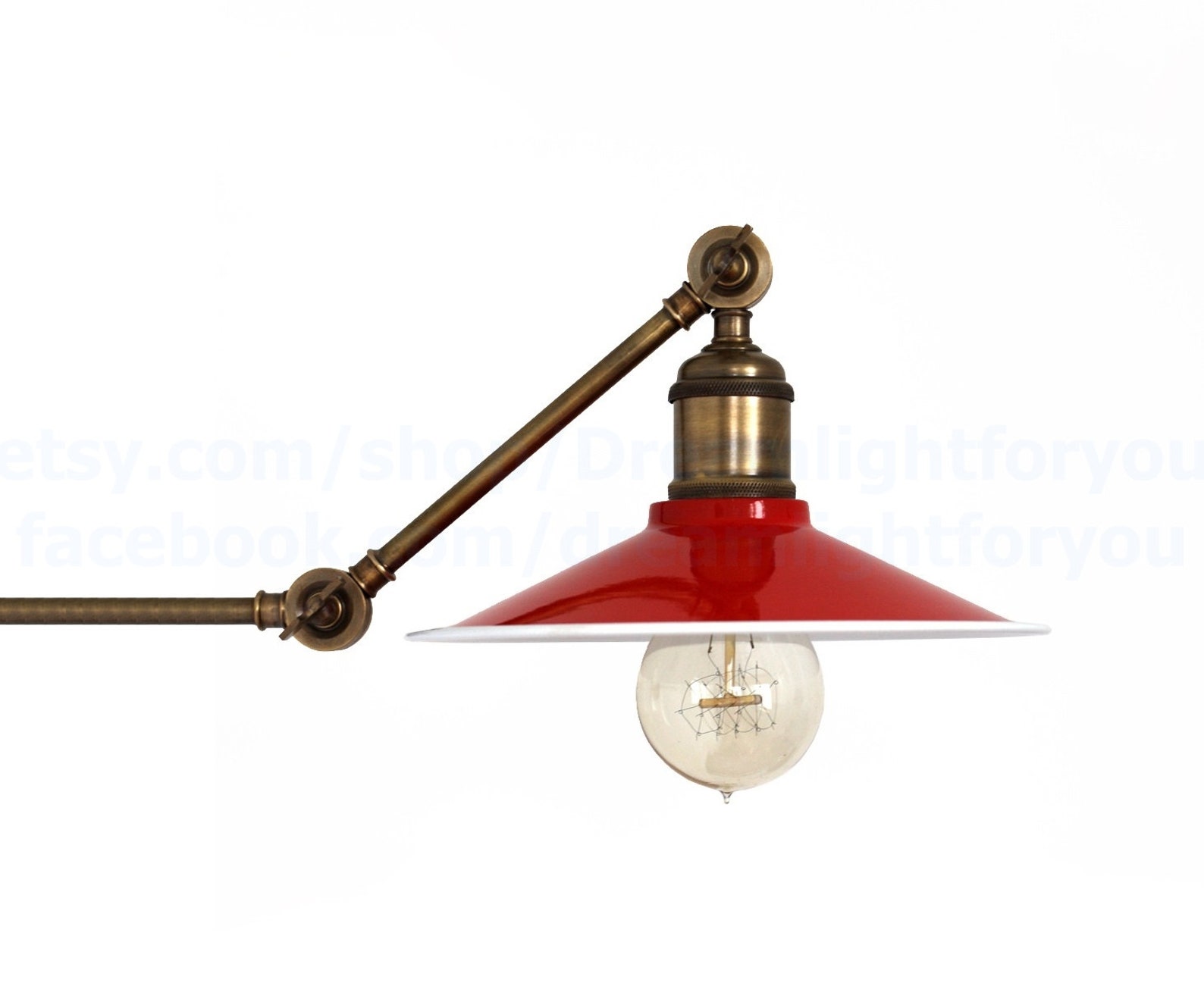 Red Wall Sconce Brass Swing Arm Lights Hall Wall Lights Vintage Copper ...