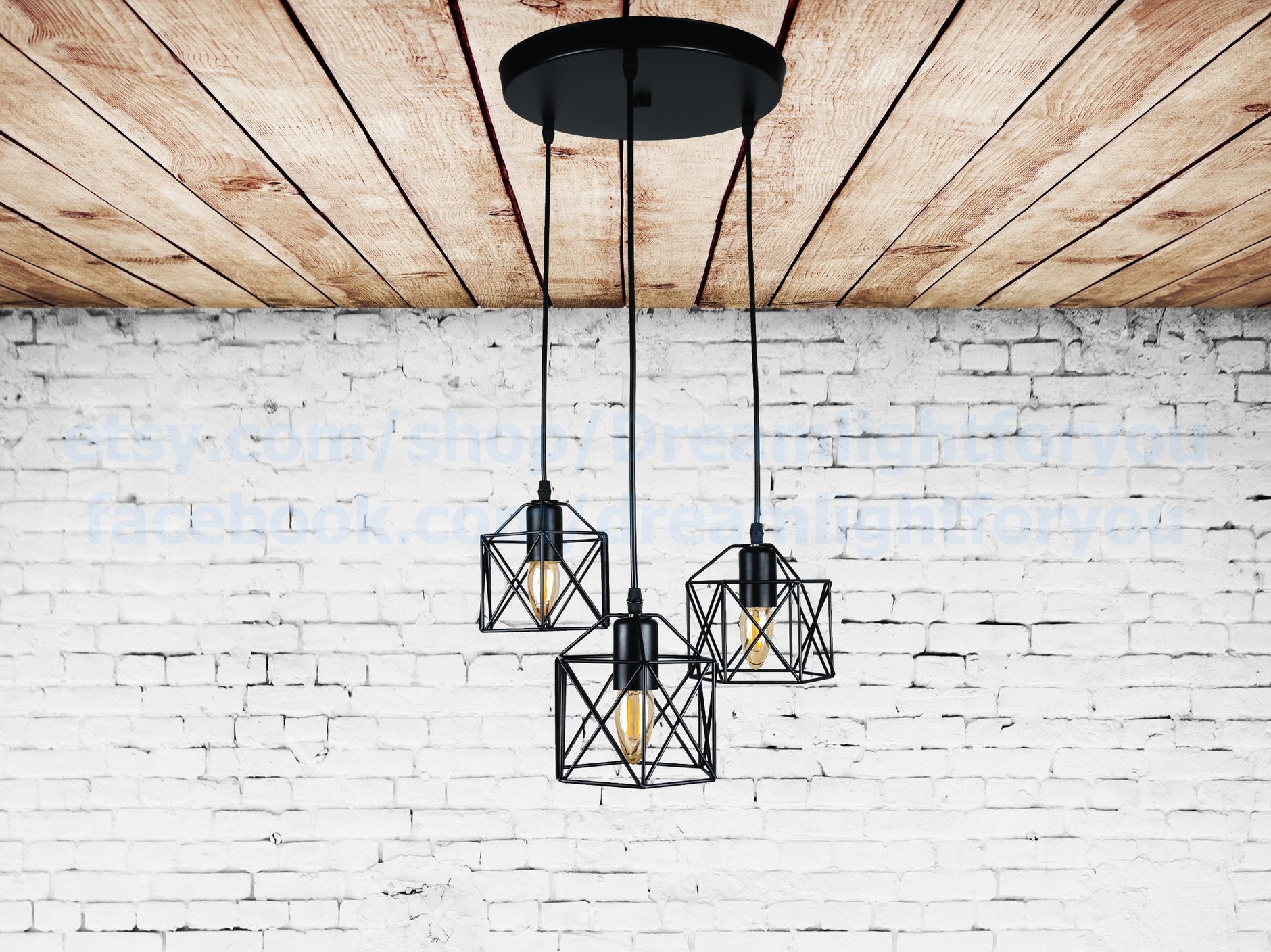 3 Light Cluster Pendant Lighting White Triple Chandelier 3 | Etsy