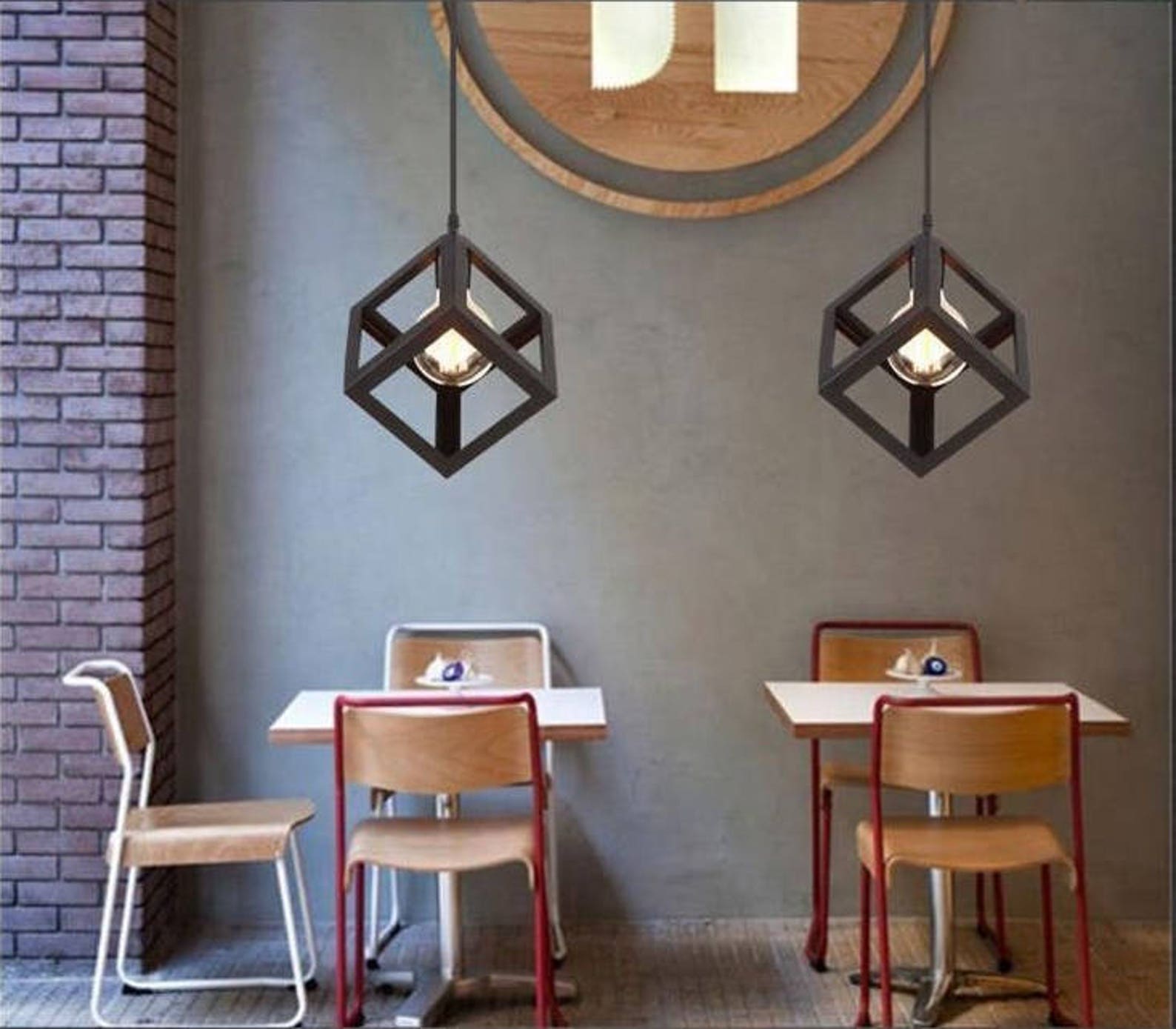 Iron Cube Pendant Light Fixture Hanging Cube Vintage - Etsy