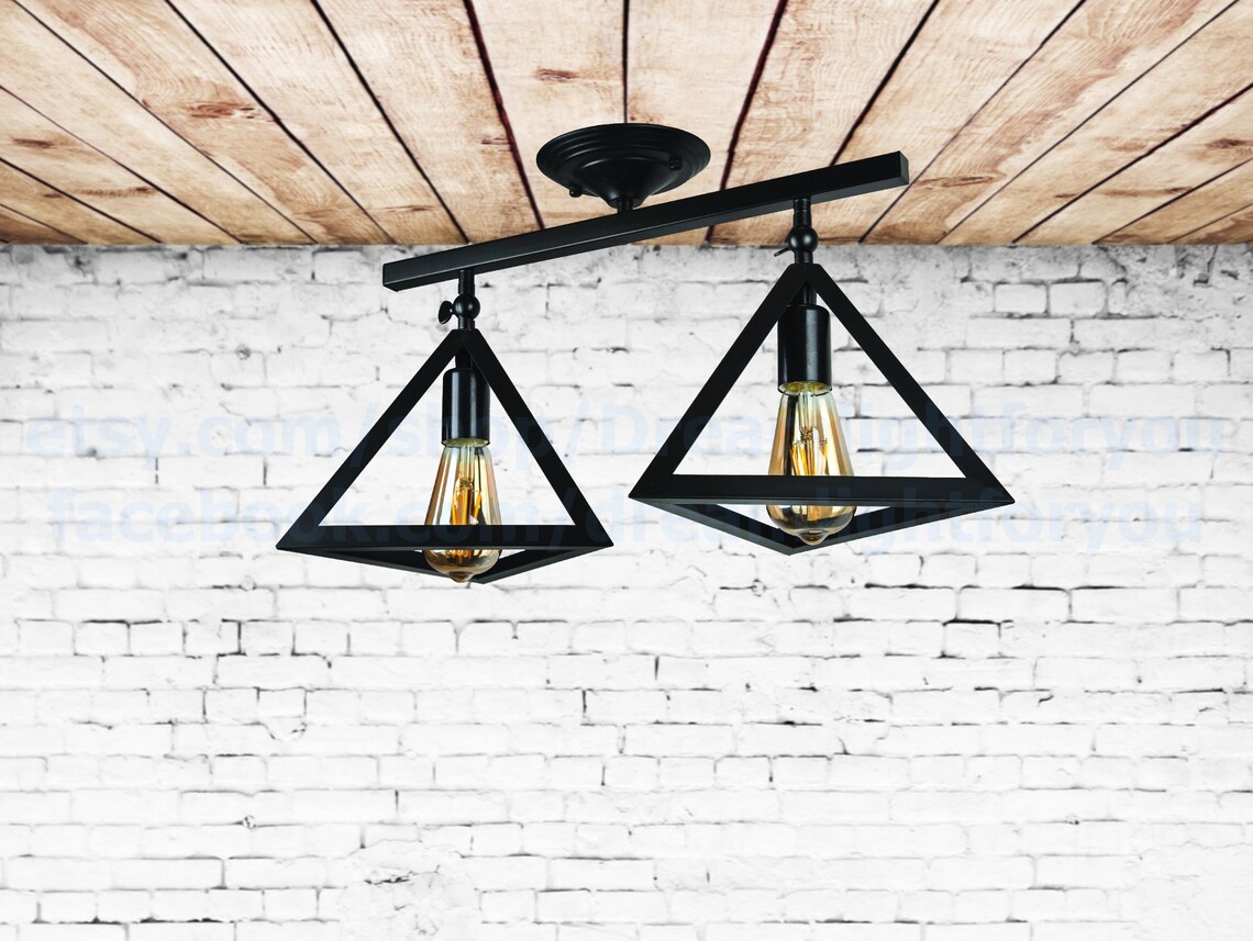 Triple Pyramid Flush Mount Ceiling Light Ceiling Lighting - Etsy