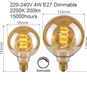 G95 G125 Edison Light Bulbs LED Spiral Antique Bulbs Low Energy LED ...