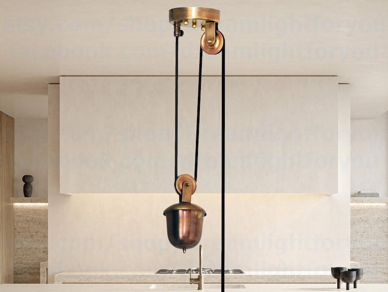 Counterweight Light Brass Rise and Fall Pendant Light Pulley Pendant ...