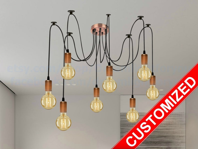 Dining Room Light Fixture Copper Spider Light Fixture 3-20 - Etsy