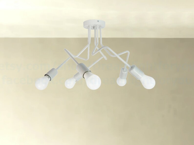Five Head Semi Flush Fixture Blue Five Arms Ceiling Light - Etsy