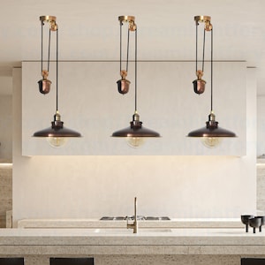 Pulley Pendant Light Brass Counterweight Light Rise and Fall Pendant ...