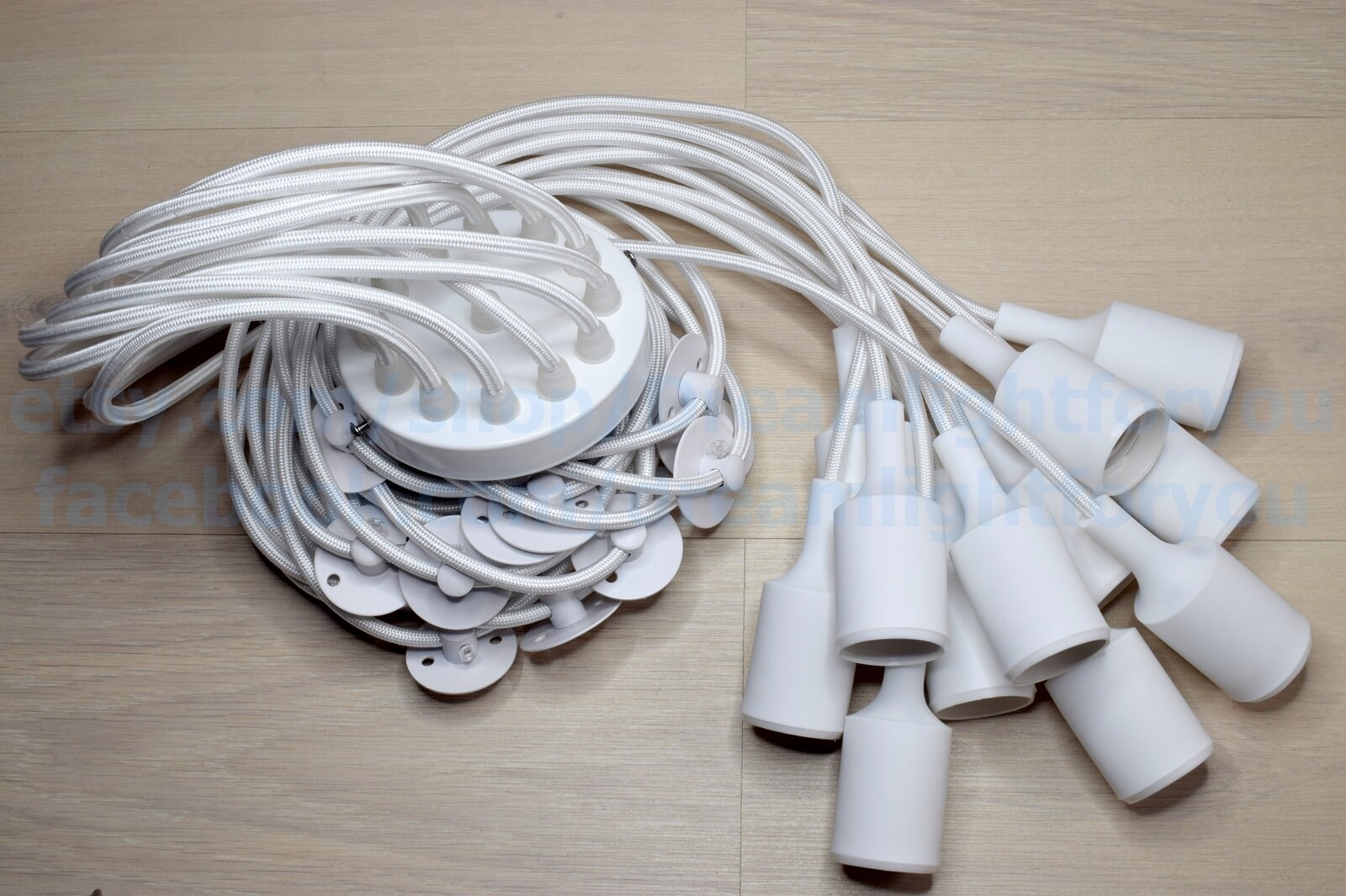 White Octopus Chandelier 2-15 Pendant Light Nursery Lighting Spider ...