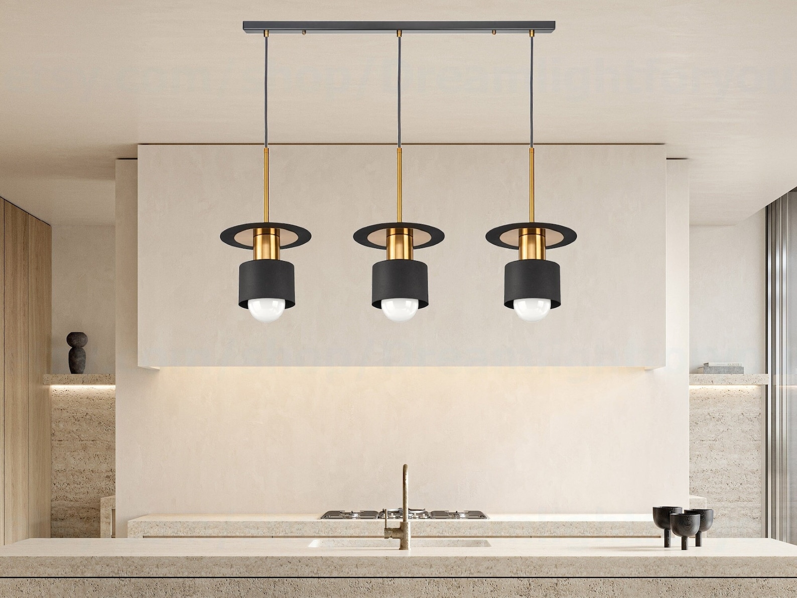 Wine Red Linear 3 Way Pendant Light for Kitchen Island 3 Lamp - Etsy