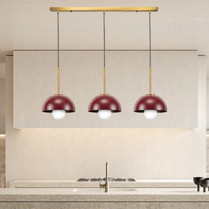 Navy Blue Dome Linear 3 Way Pendant Lamp for Kitchen Island 3 Light ...