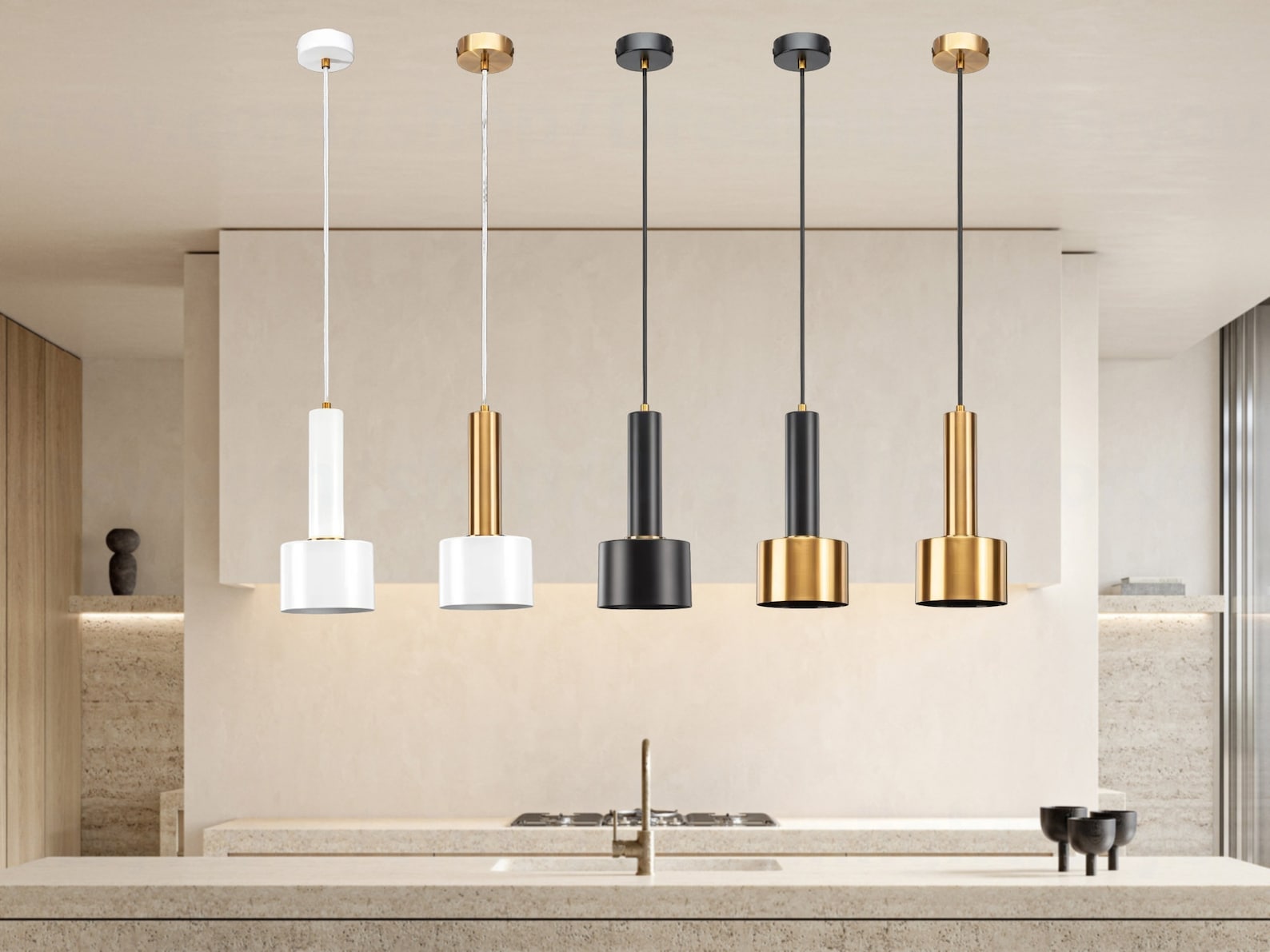 Kitchen Bar Hanging Lights Tube Shaped Pendant Light for Kitchen Island ...