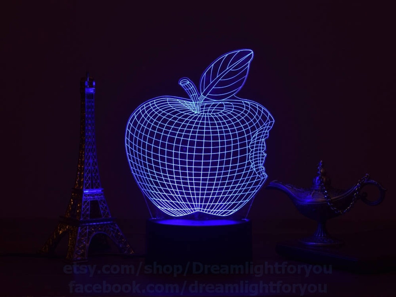 Apple 3D Night Lamp Illusion Light LED Night Light Mac Desk | Etsy