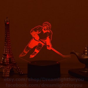 Hockey Player 3D Night Lamp Ice Hockey Gift Illusion Light LED Night ...