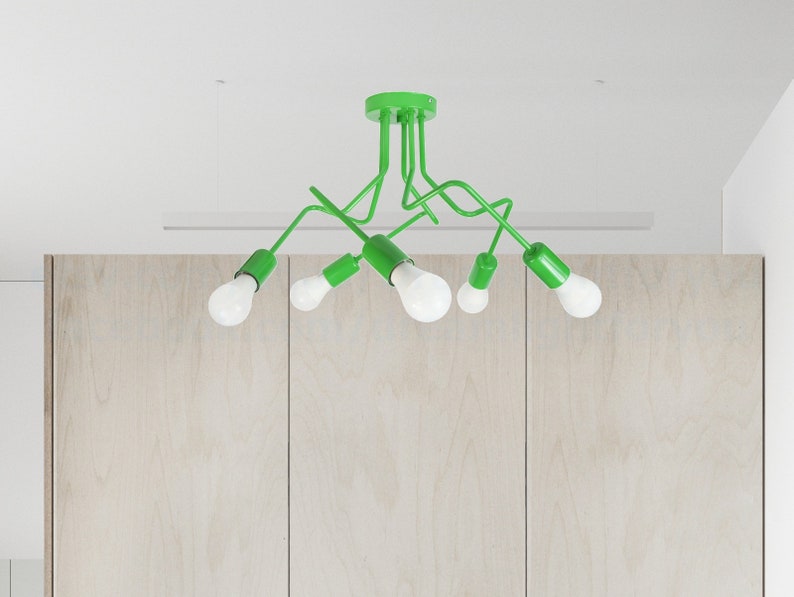 Five Head Semi Flush Fixture Blue Five Arms Ceiling Light - Etsy