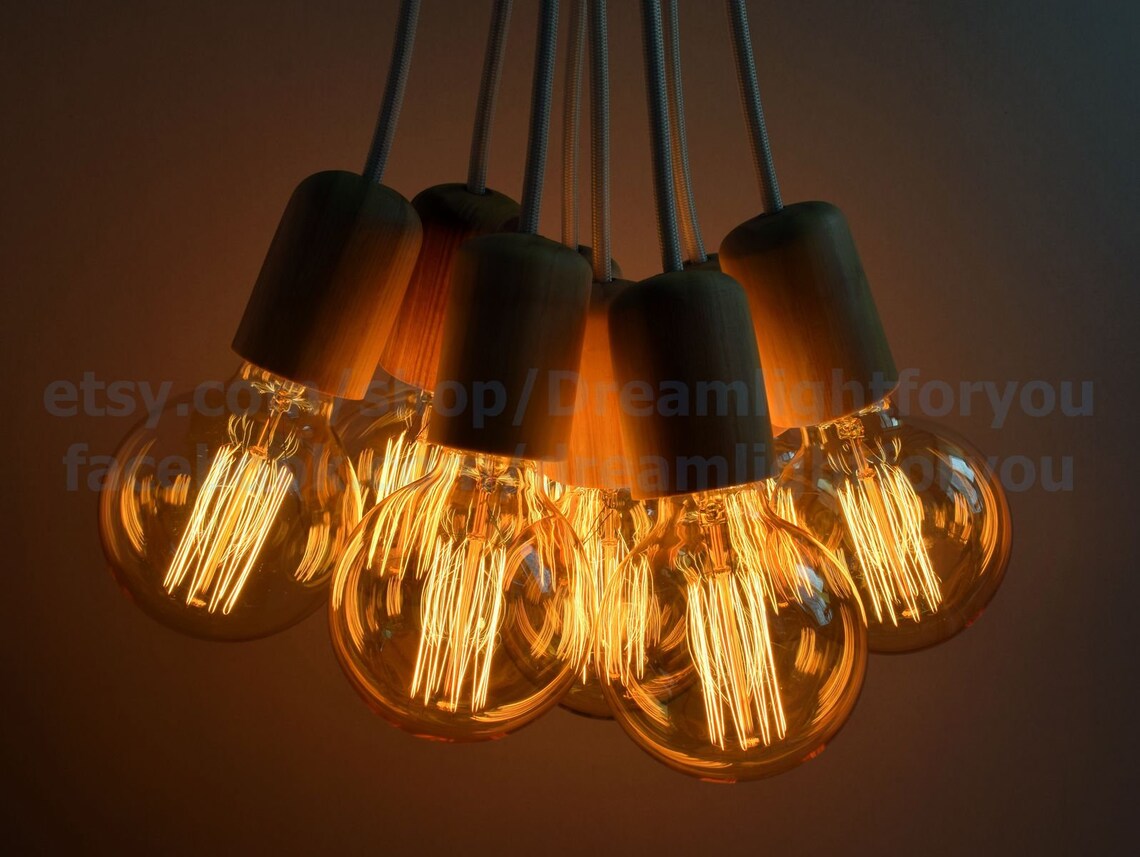 Wooden Spider chandelier 3-15 Bespoke Cluster Pendant light | Etsy