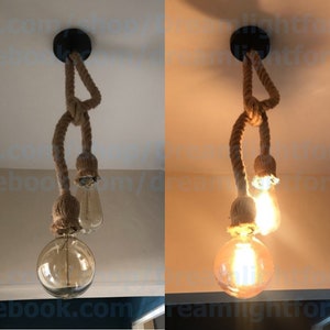 Double Rope Pendant Lighting Jute Rope Two Head Pendant Light - Etsy