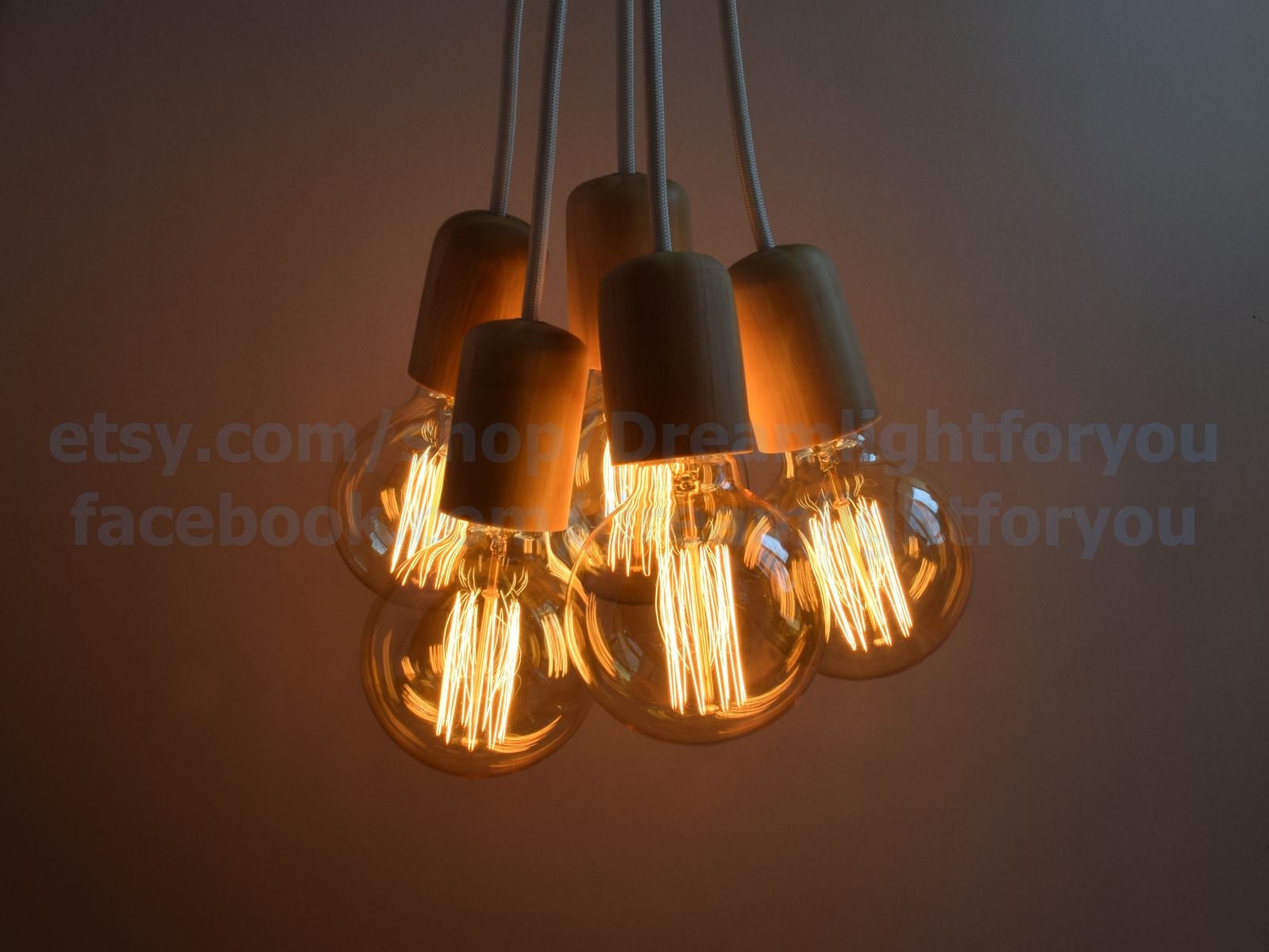 3 Pendant Light Cluster Any length Wooden pendant light Dine | Etsy