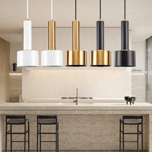 Kitchen Bar Hanging Lights Tube Shaped Pendant Light for Kitchen Island ...