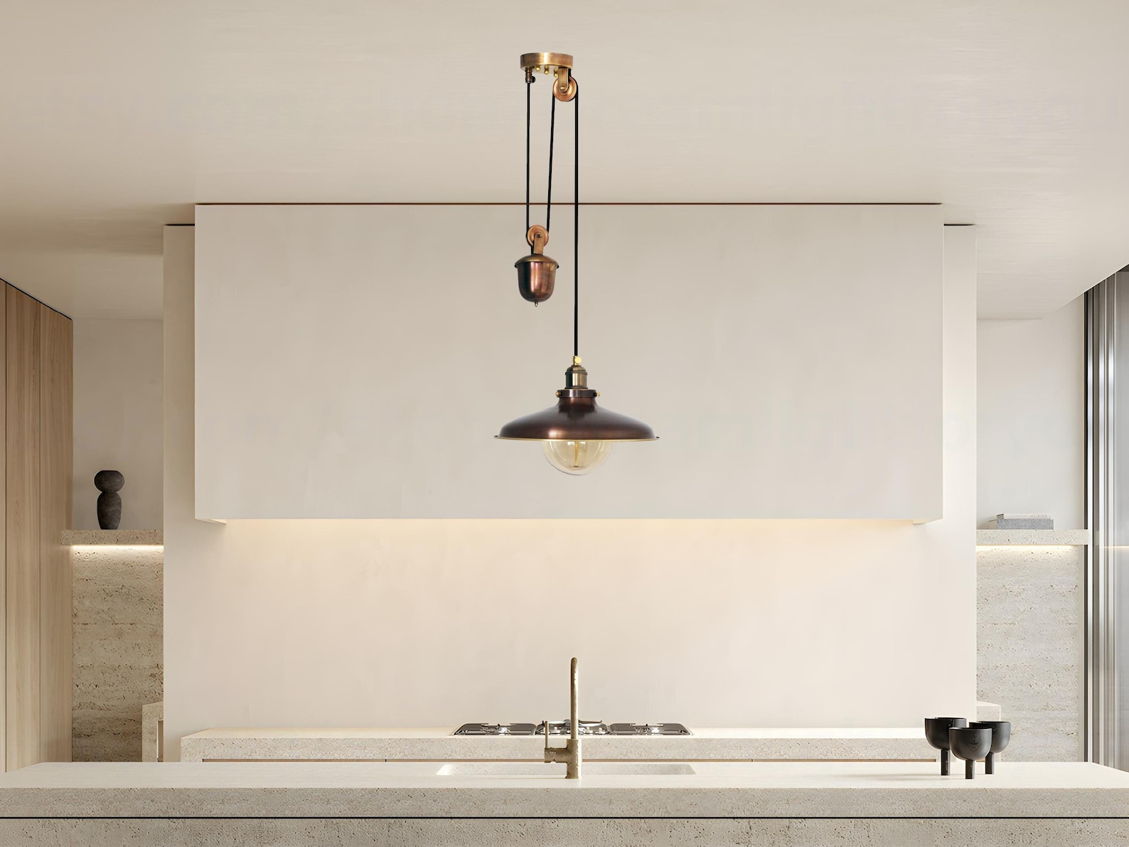 Counterweight Light Brass Rise and Fall Pendant Light Pulley Pendant ...