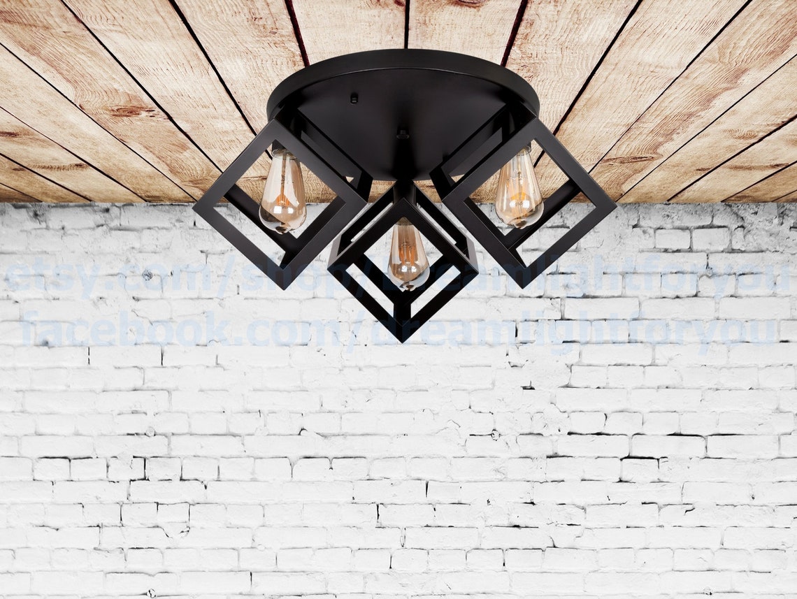 3-ceiling Light Fixture Multi-light Flush Fixture Ceiling - Etsy