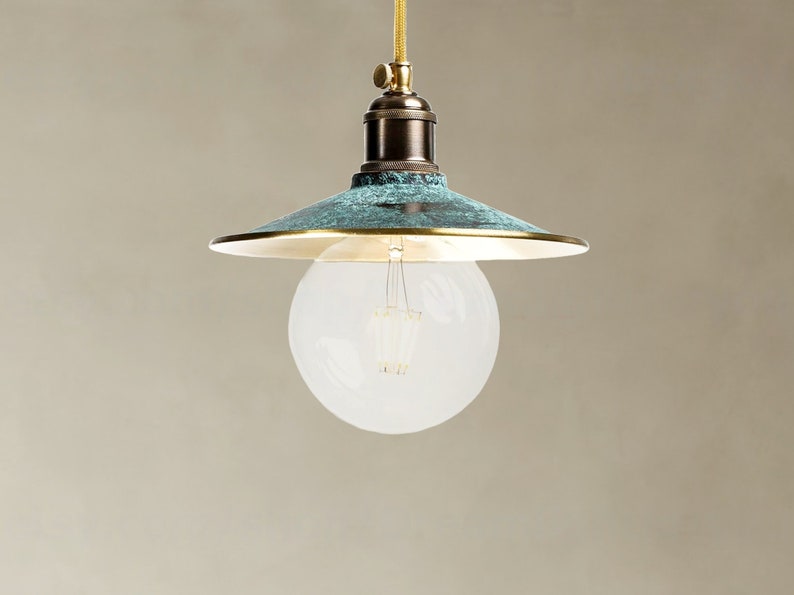 Green Patina Brass Pendant Light Vintage Rustic Pendant Lighting Porch ...