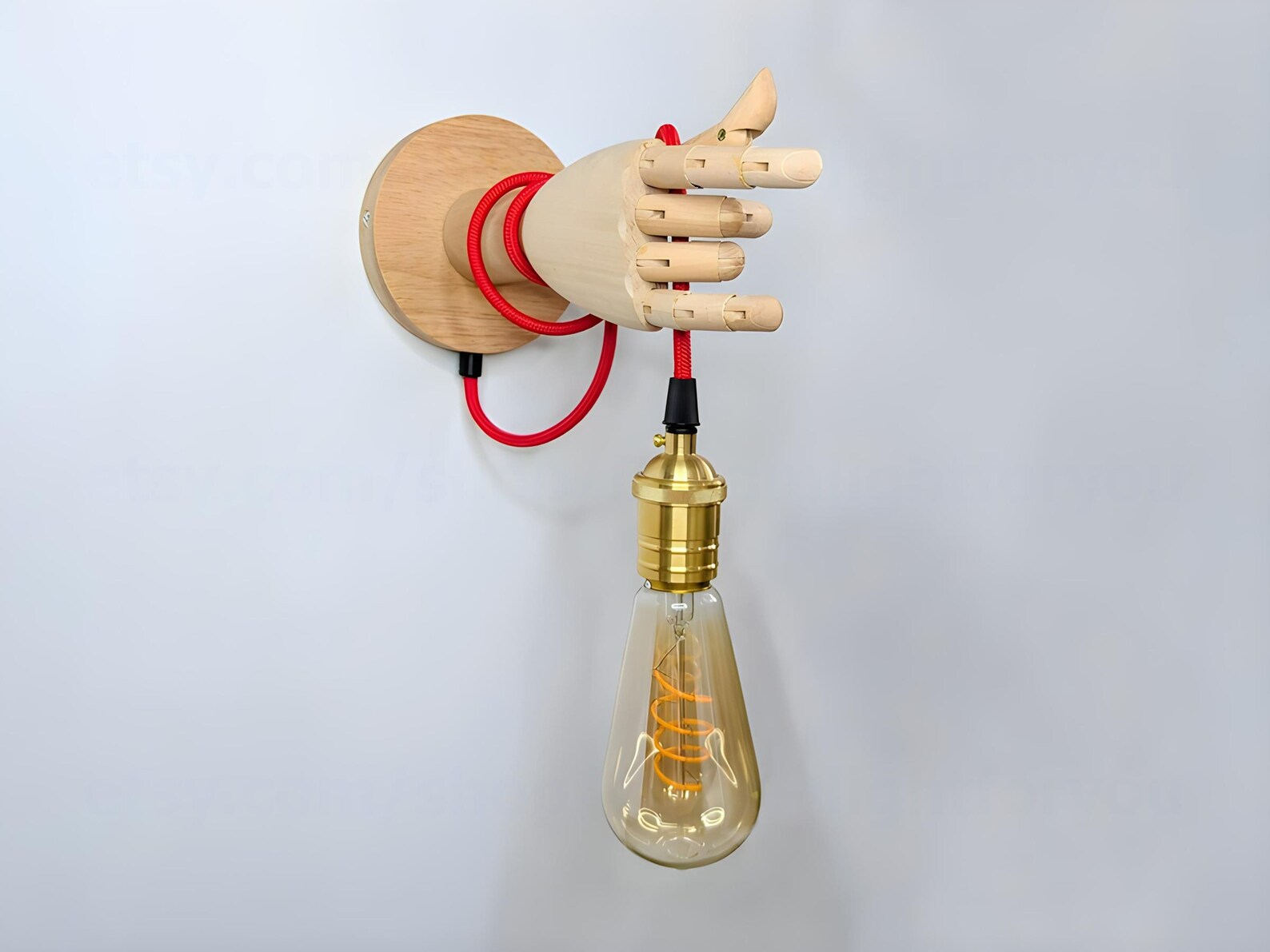 Wooden Hand Wall Sconce Light Quaint Wall Light Original Lighting ...