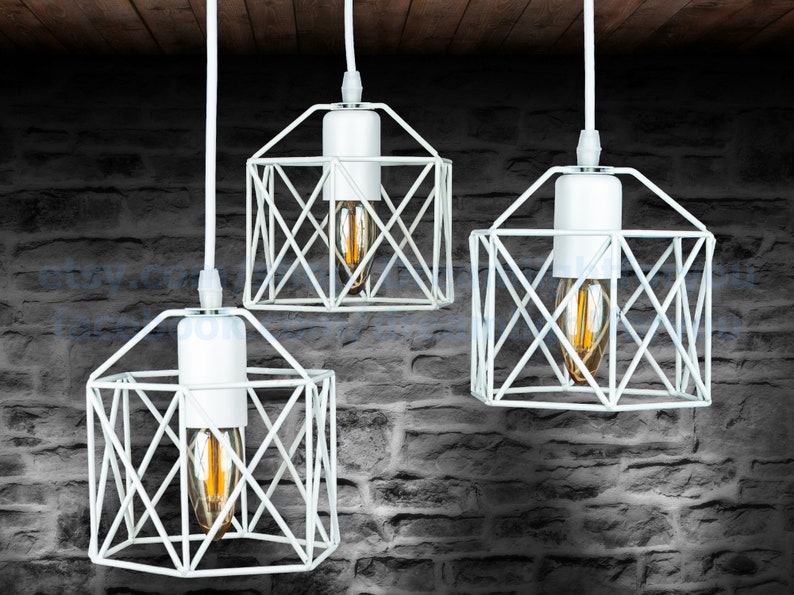 3 Light Cluster Pendant Lighting White Triple Chandelier 3 - Etsy
