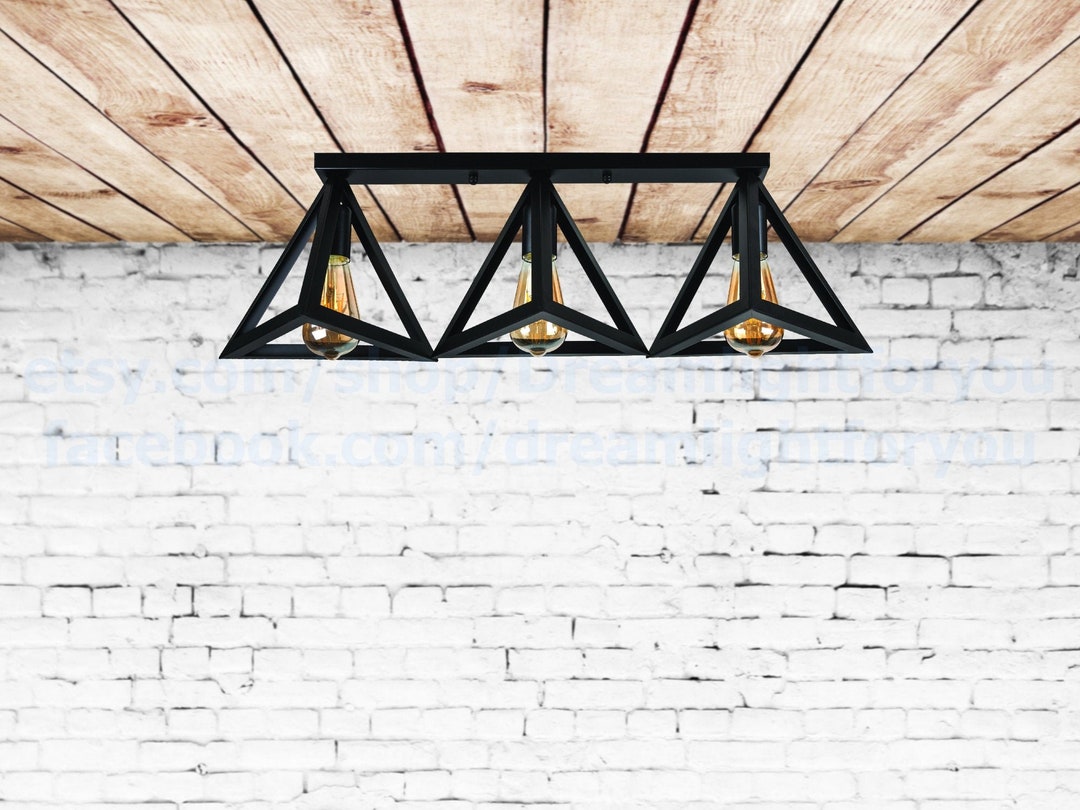 Triple Pyramid Flush Mount Ceiling Light Ceiling Lighting Fixture Flush ...