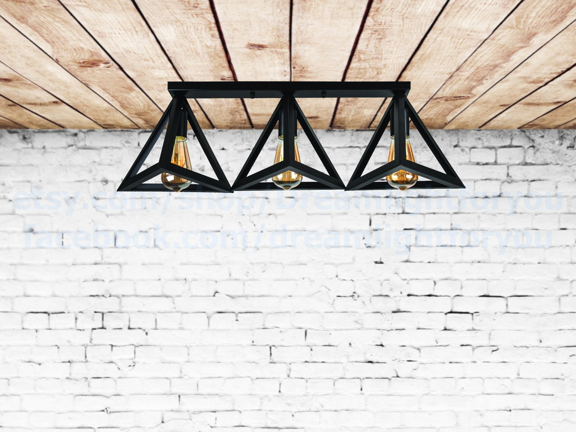 Triple Pyramid Flush Mount Ceiling Light Ceiling Lighting - Etsy