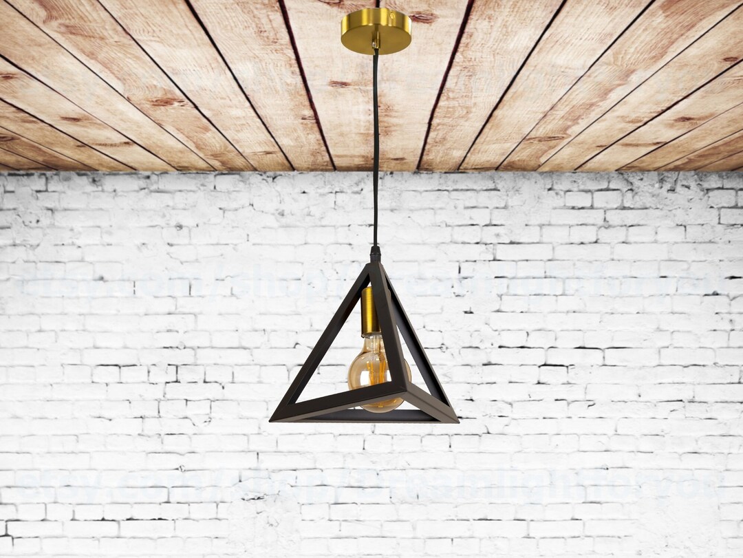 Iron Pyramid Pendant Light Minimalist Light Fixture Hanging Light ...