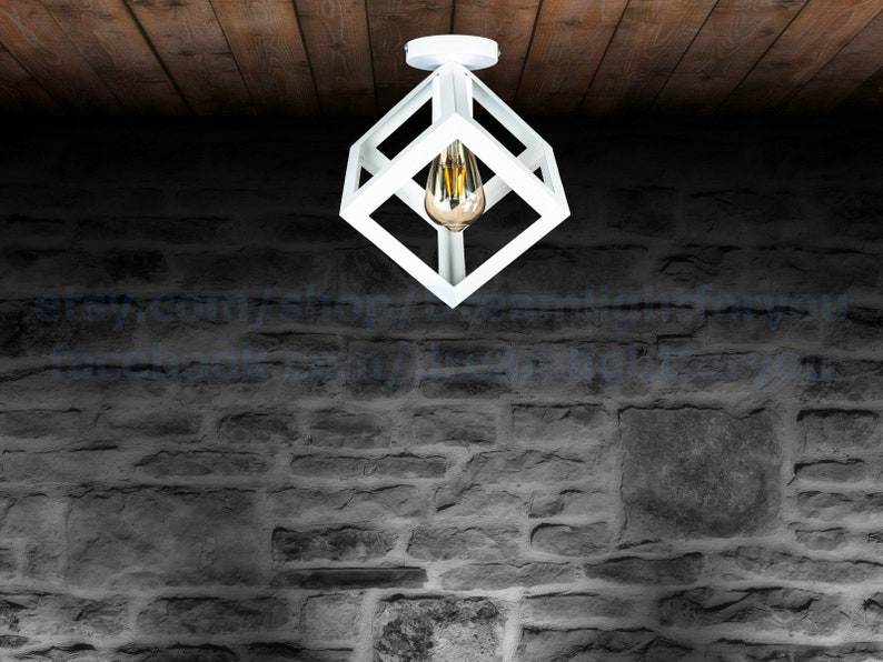 White Cube Ceiling Light Fixture Flush Mount Lighting Pendant - Etsy