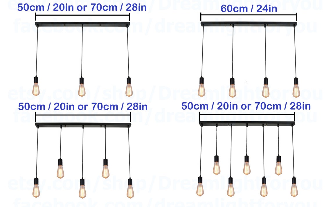Multi Light Linear Ceiling Pendant Light 3 5 7 Light Ceiling - Etsy